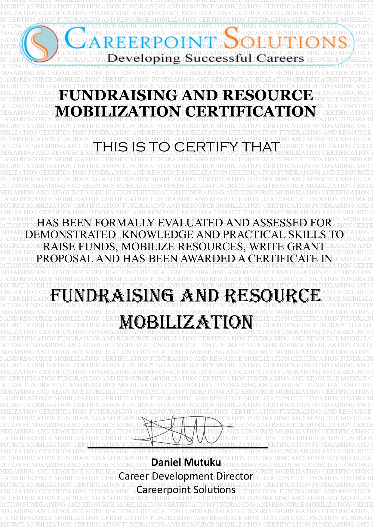 Fundraising and Resource Mobilization Certificate – CS Courses
