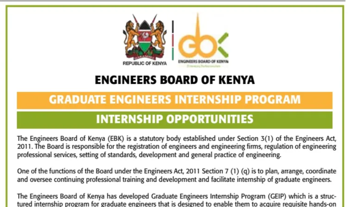 Entry Level Jobs at Engineers Board of Kenya December 2025